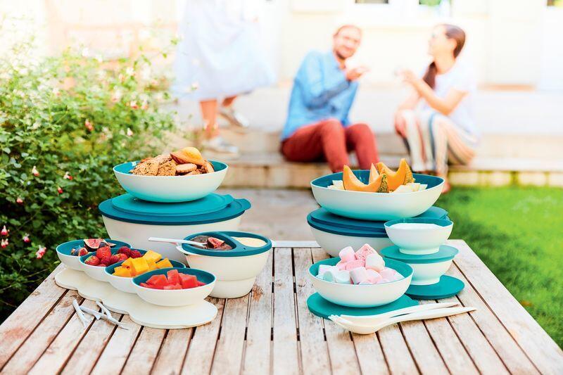 Allegra salladsskål 3,5 l (vit och blå) – OOBO – TUPPERWARE FRANCE